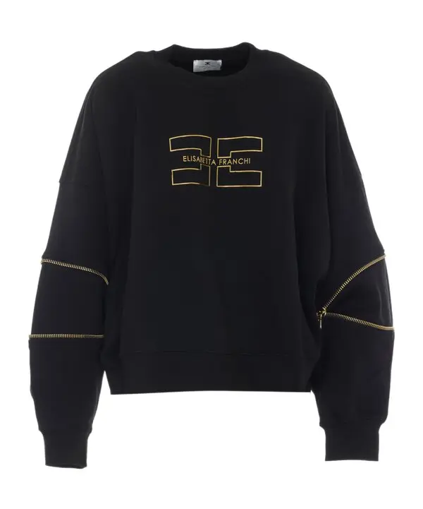 Elisabetta Franchi Logo Printed Zip-detailed Crewneck Sweatshirt
