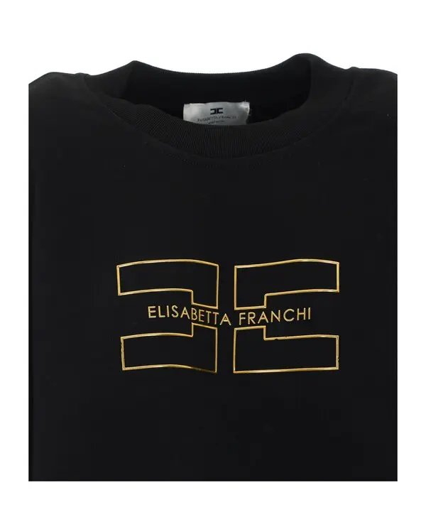 Elisabetta Franchi Logo Printed Zip-detailed Crewneck Sweatshirt