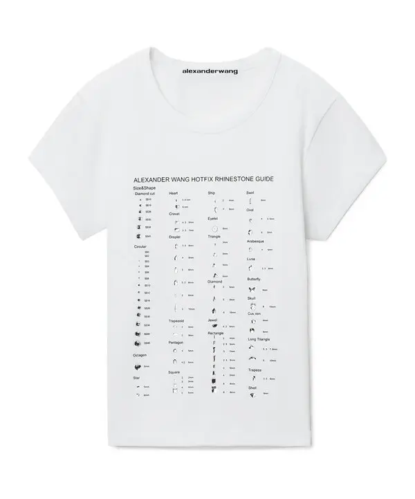 Alexander Wang Fitted Ss T-shirt W/ Hotfix Card Graphic - White