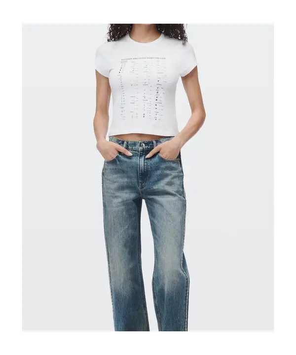 Alexander Wang Fitted Short Sleeve T-shirt With Hotfix Card Graphic - White