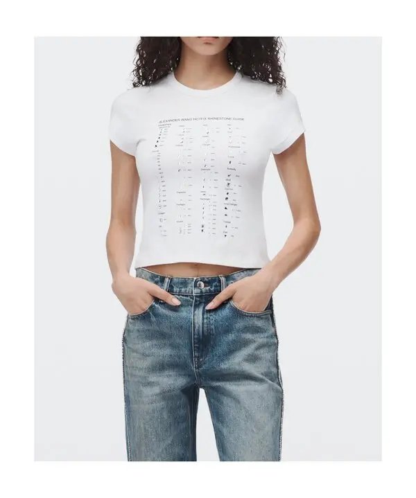 Alexander Wang Fitted Short Sleeve T-shirt With Hotfix Card Graphic - White