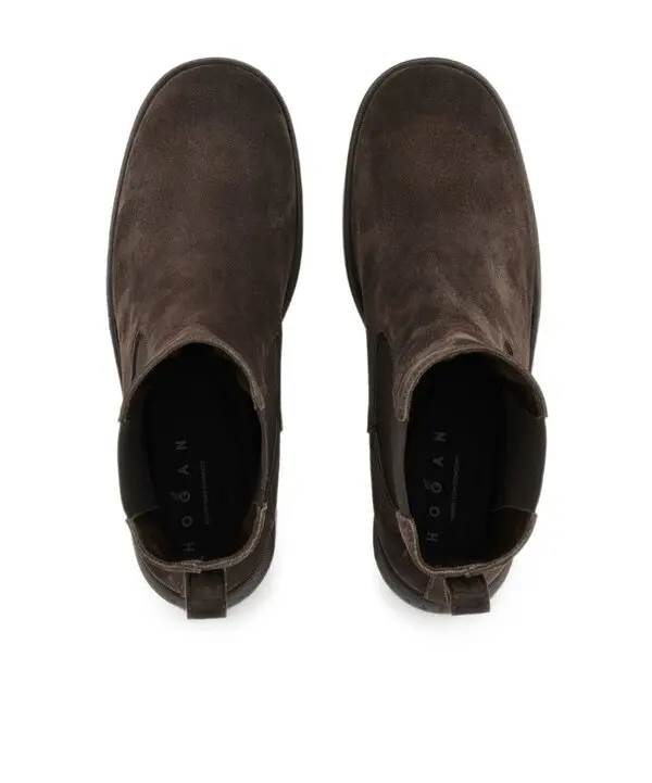 Hogan Round Toe Ankle Boots - Black