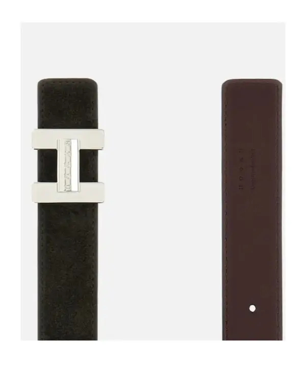 Hogan Reversible Suede And Leather Belt With H Twist-lock Closure