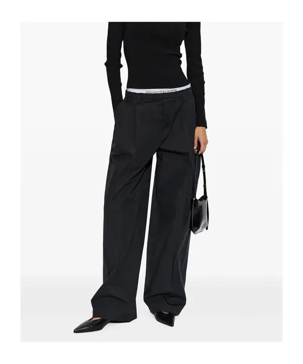 Alexander Wang Logo-waistband Pleated Trousers