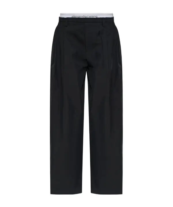 Alexander Wang Logo-waistband Pleated Trousers - Black