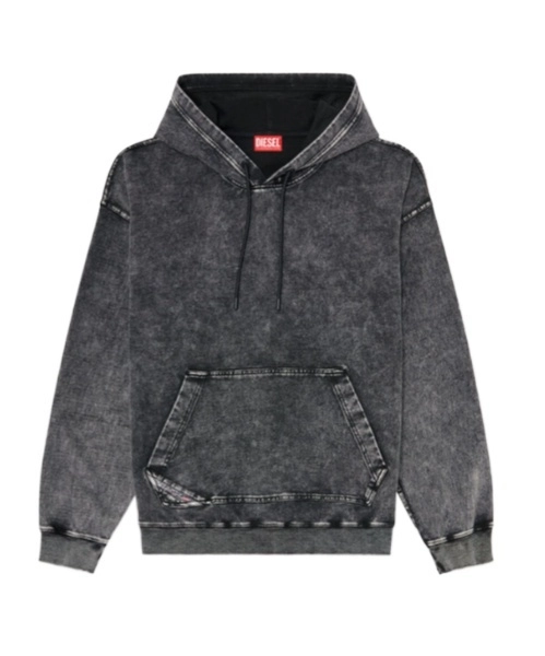 DIESEL® Treated Denim-effect Hoodie - Dark Gray