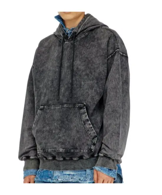 DIESEL® Treated Denim-effect Hoodie - Dark Gray