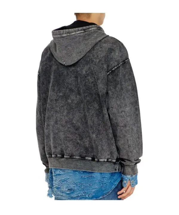 DIESEL® Treated Denim-effect Hoodie - Dark Gray