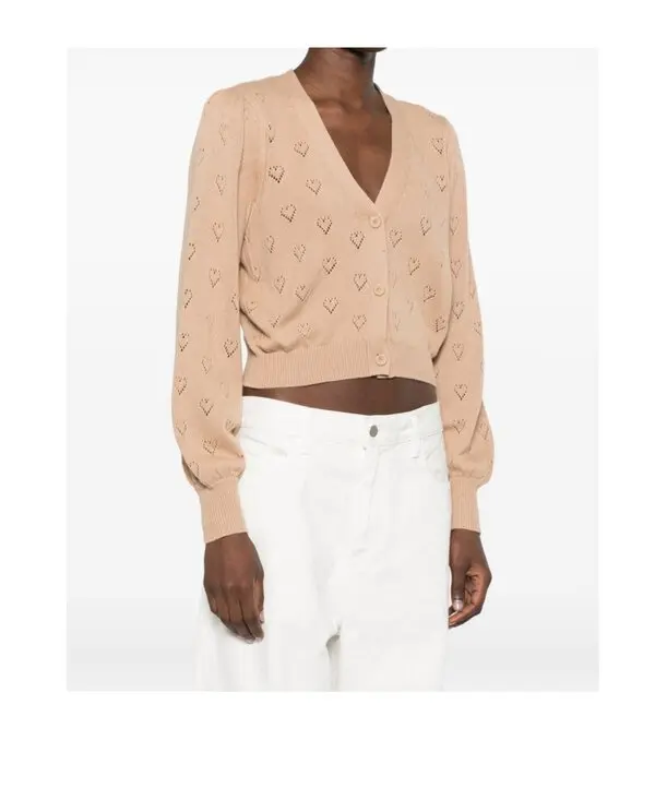 TWINSET Heart Patterned Knit Cardigan - Nude