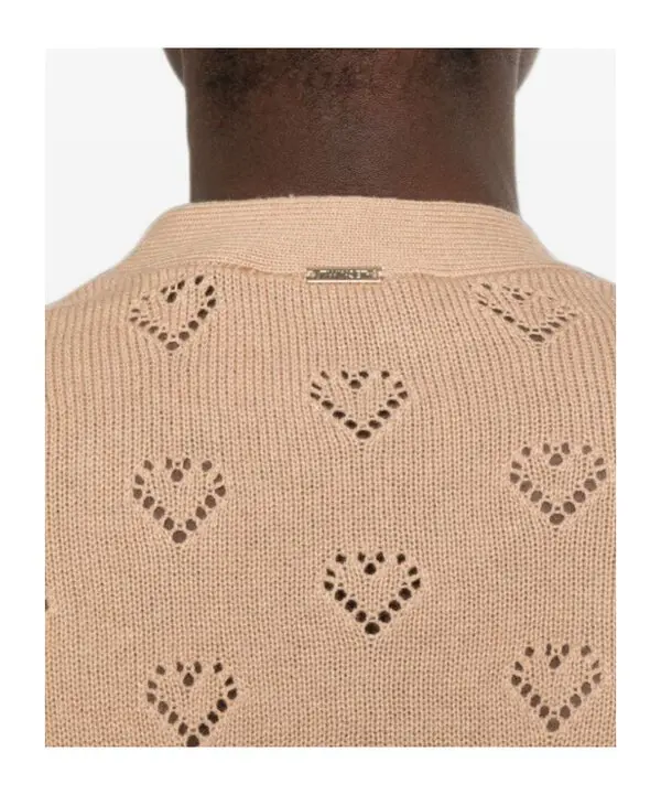 TWINSET Heart Patterned Knit Cardigan - Nude