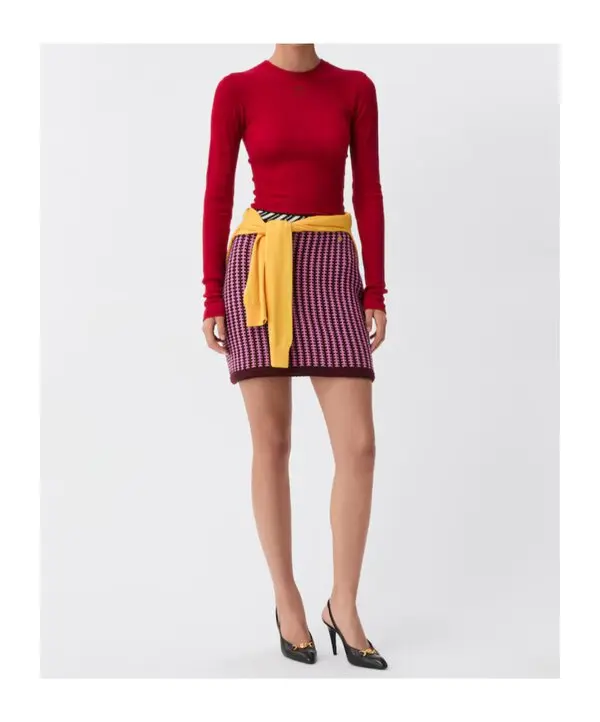 Versace Wool Crochet-stitch Knit Mini Skirt
