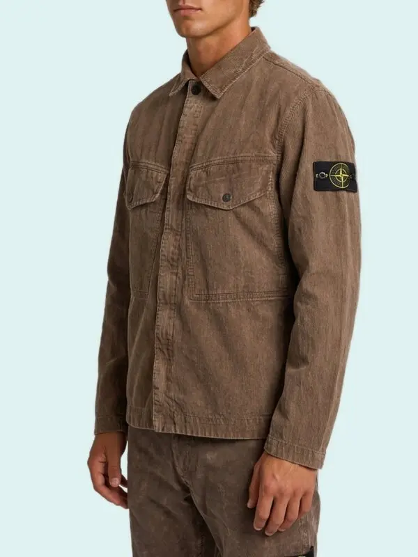 Stone Island Long Sleeve Shirt Jacket With Concealed Closure And Flap Chest Pockets