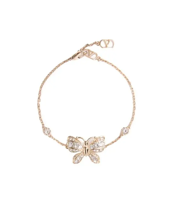 Valentino Garavani Flutterby Bracelet In Metal And Swarovski Crystals - Platinum/crystal
