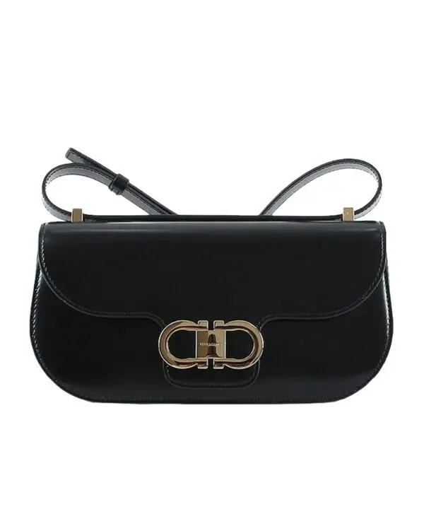FERRAGAMO Gold-tone Gancini Flap Shoulder Bag