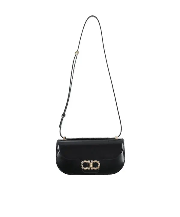 FERRAGAMO Gold-tone Gancini Flap Shoulder Bag