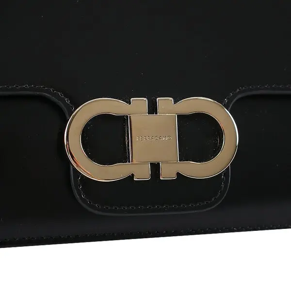 FERRAGAMO Gold-tone Gancini Flap Shoulder Bag