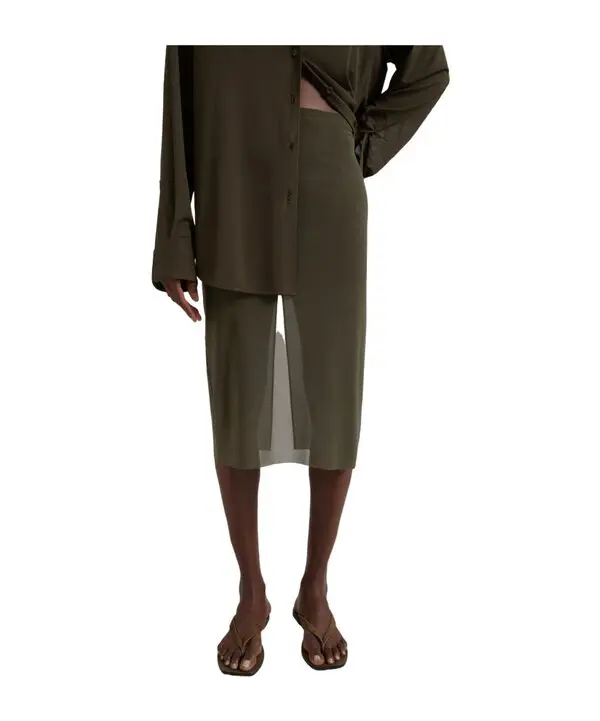 THE FRANKIE SHOP Suva Sheer Skirt - Khaki