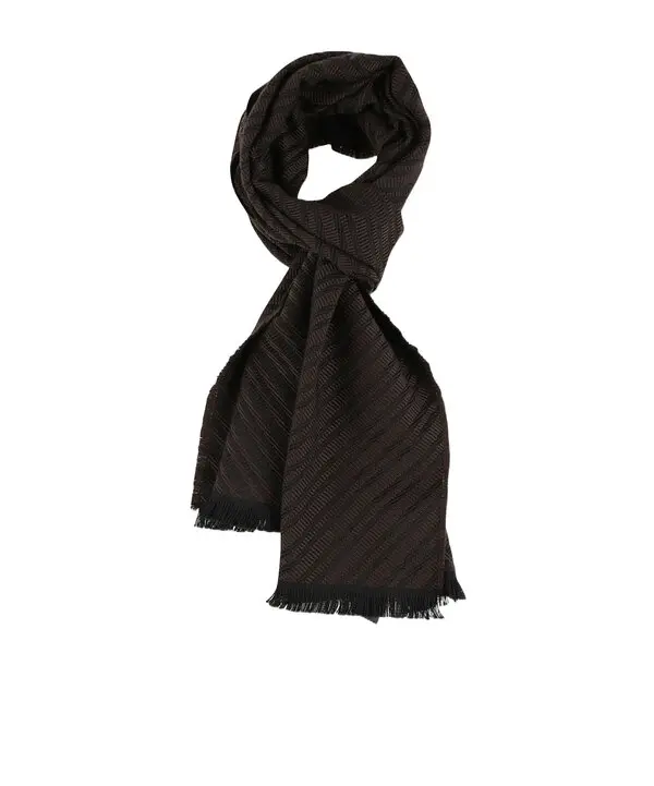 Emporio Armani Herringbone Scarf - Black/brown