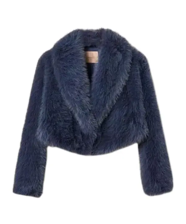TWINSET Cropped Faux Fur Jacket
