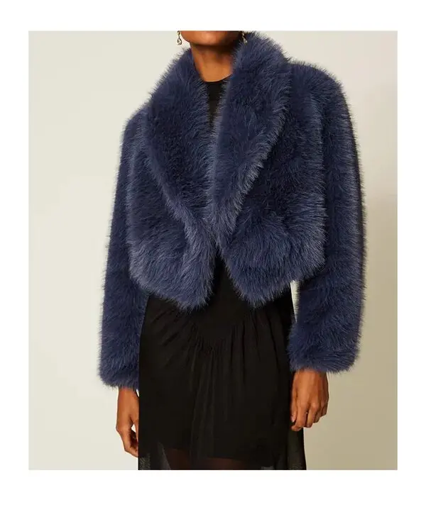 TWINSET Cropped Faux Fur Jacket