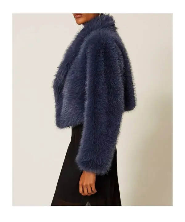 TWINSET Cropped Faux Fur Jacket