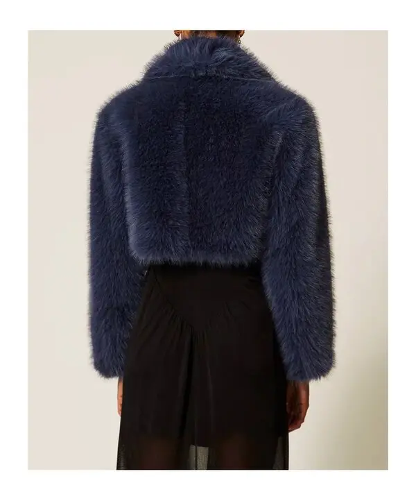 TWINSET Cropped Faux Fur Jacket