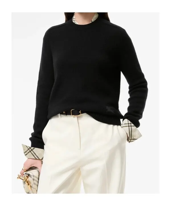 Burberry Cashmere Sweater With Knitted Knight Motif - Black