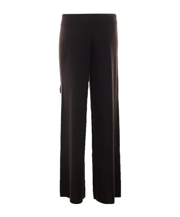 LISA YANG Wide-leg Knitted Trousers - Dark Brown