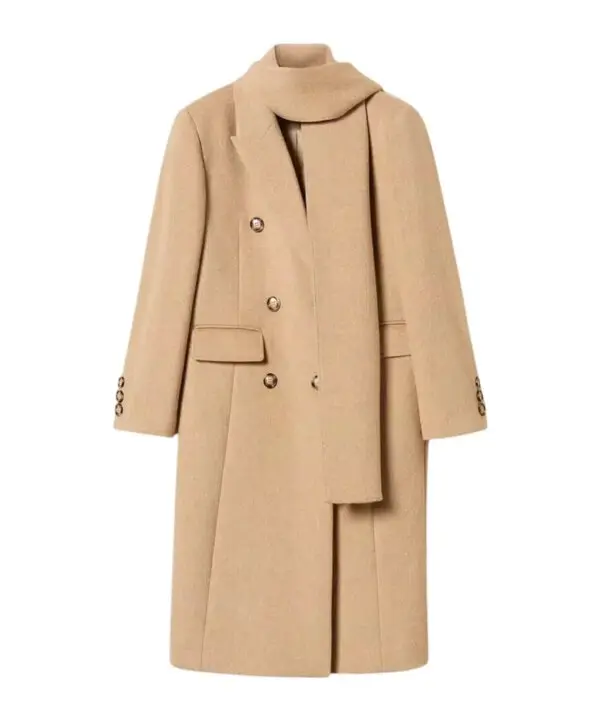 TWINSET Velvet-finish Wool Coat With Detachable Cape