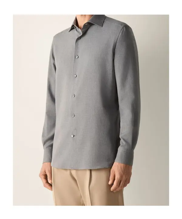Zegna Grey Mélange Cashco Shirt - Gray Blend
