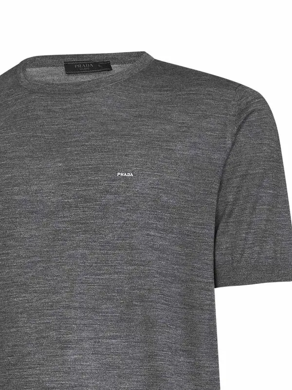Prada Short Sleeve Crew Neck Knit Top