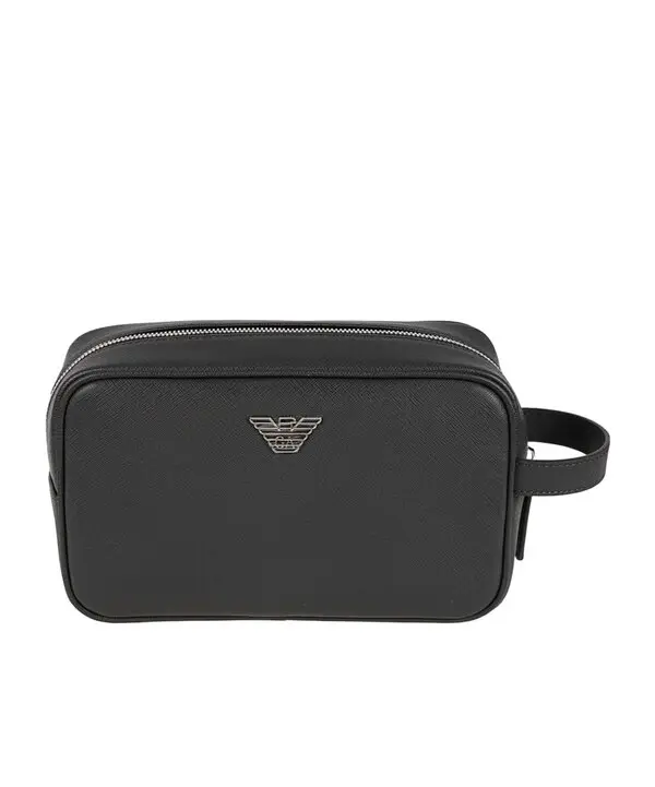 Emporio Armani Logo-plaque Zipped Wash Bag - Black
