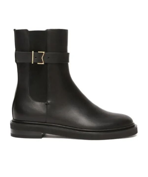 Max Mara Leather Chelsea Boots With Buckle Detail