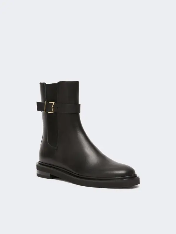 Max Mara Leather Chelsea Boots With Buckle Detail