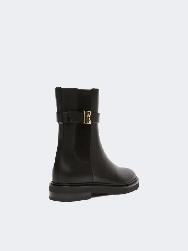 Max Mara Leather Chelsea Boots With Buckle Detail