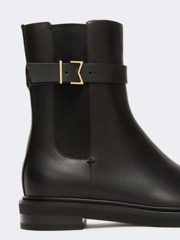 Max Mara Leather Chelsea Boots With Buckle Detail