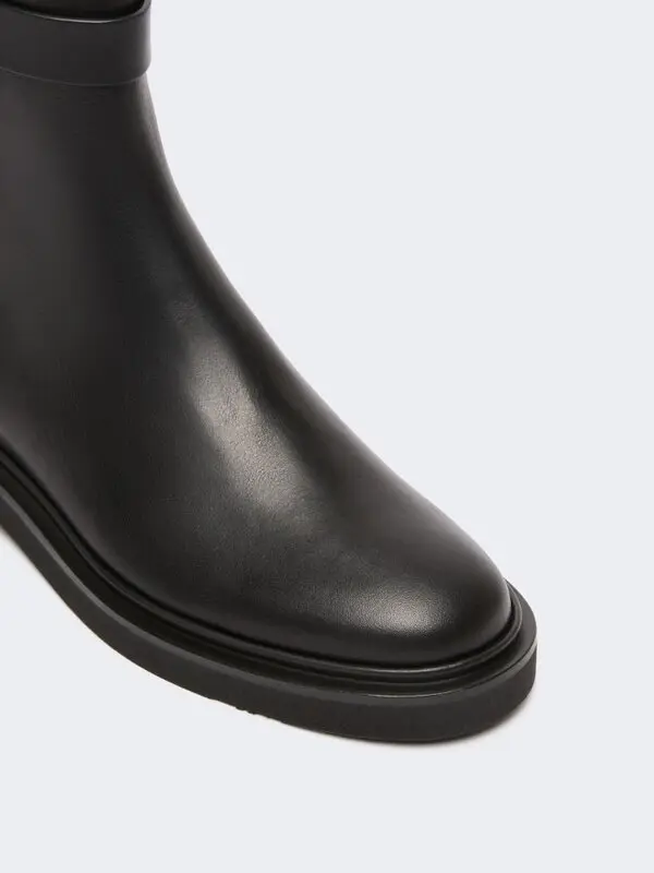 Max Mara Leather Chelsea Boots With Buckle Detail