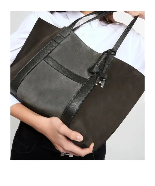 Hogan Script Shopping Bag Medium - Brown-grey