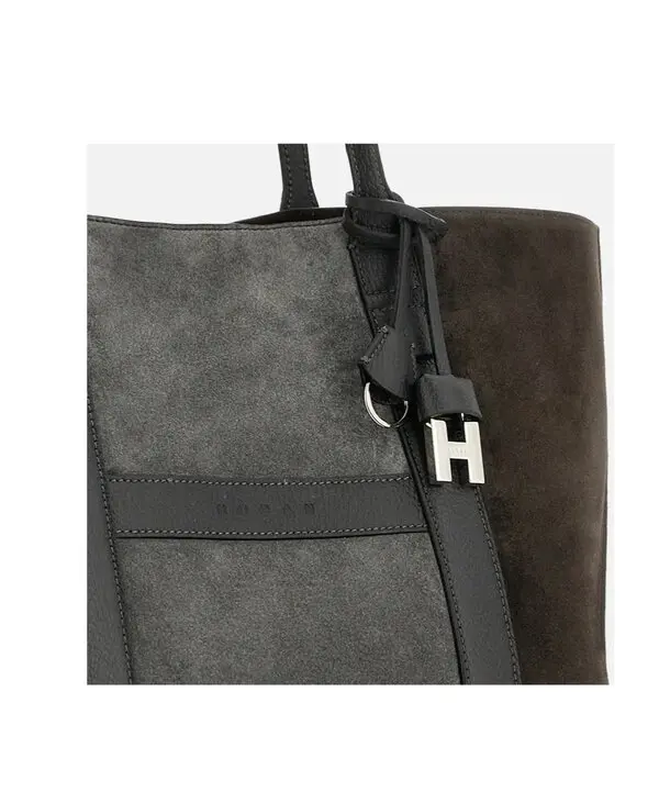 Hogan Script Shopping Bag Medium - Brown-grey