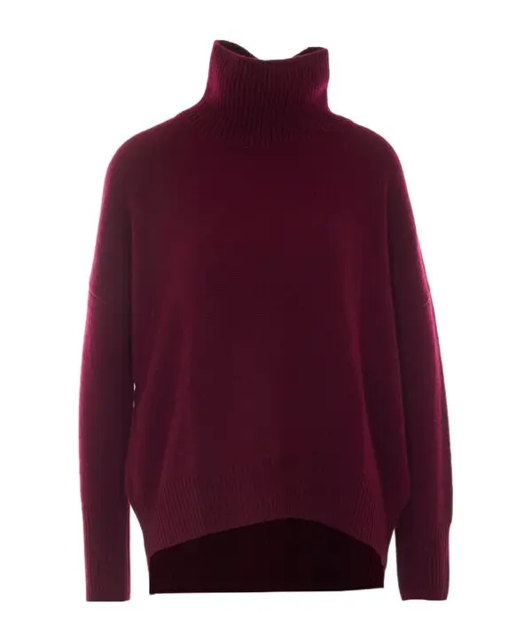 LISA YANG Asymmetric Hem Mock Neck Sweater