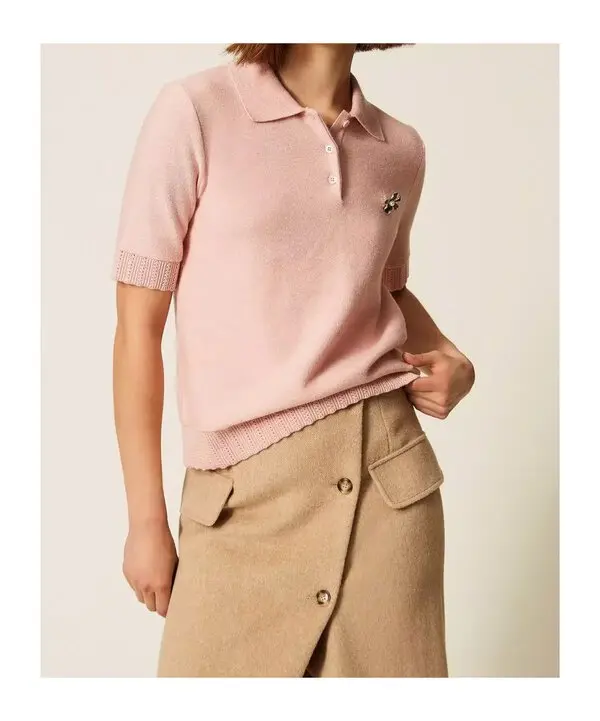 TWINSET Brooch-embellished Polo Shirt
