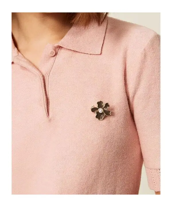 TWINSET Brooch-embellished Polo Shirt