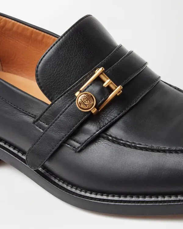 Versace Primo Leather Loafers With Medusa Hardware