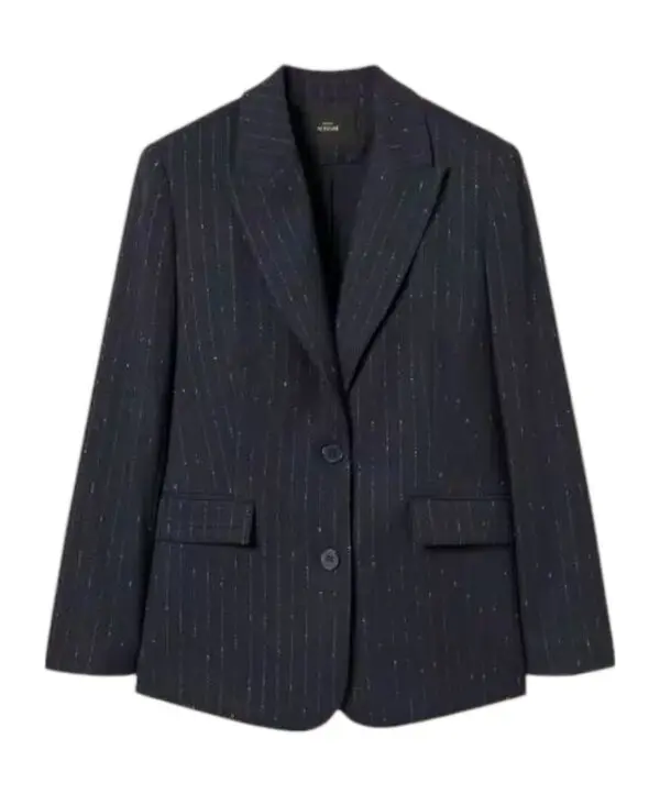 TWINSET Pinstriped Blazer With Metallic Accents