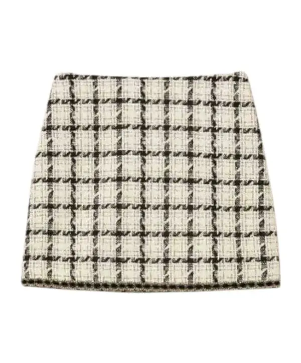 TWINSET Plaid Bouclé Mini Skirt