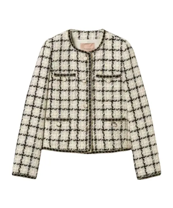 TWINSET Checked Bouclé Jacket With Metallic Trims