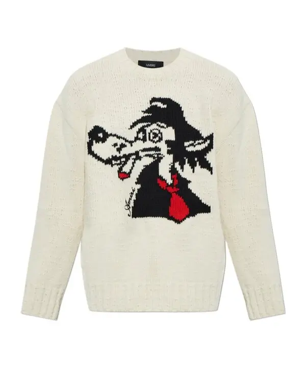Amiri Intarsia Graphic Knitted Sweater - Off-white