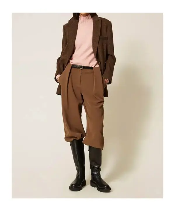 TWINSET High-neck Knit Sweater With Embellished Brooch