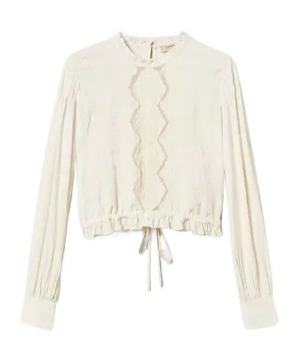 TWINSET Lace Panel Long Sleeve Top