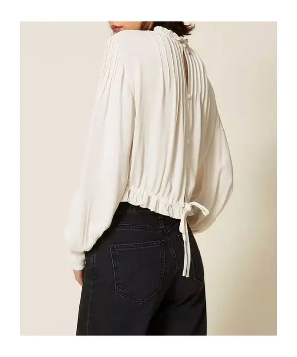TWINSET Lace Panel Long Sleeve Top